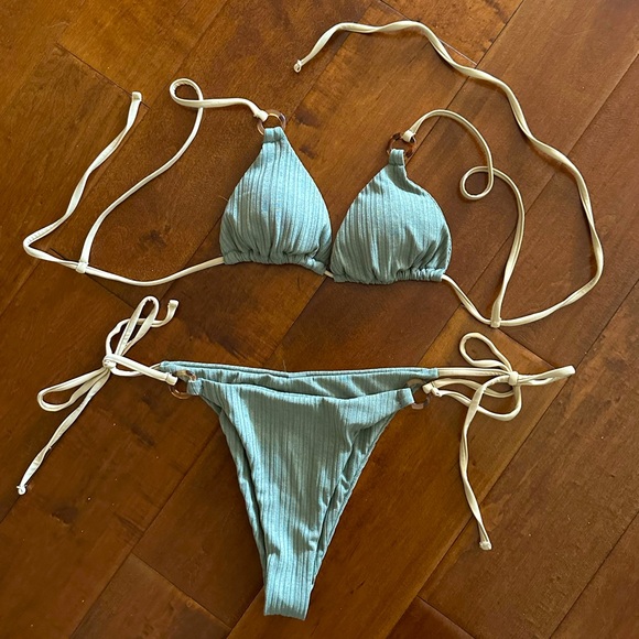 Swim | Ribbed String Bikini Set Sage Green | Poshmark